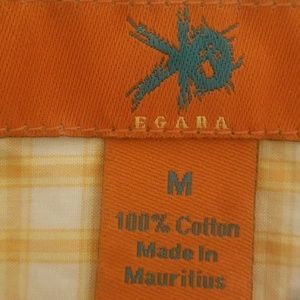 Egara | Shirts | Egara Poplin Check Orange With White Long Sleeve ...